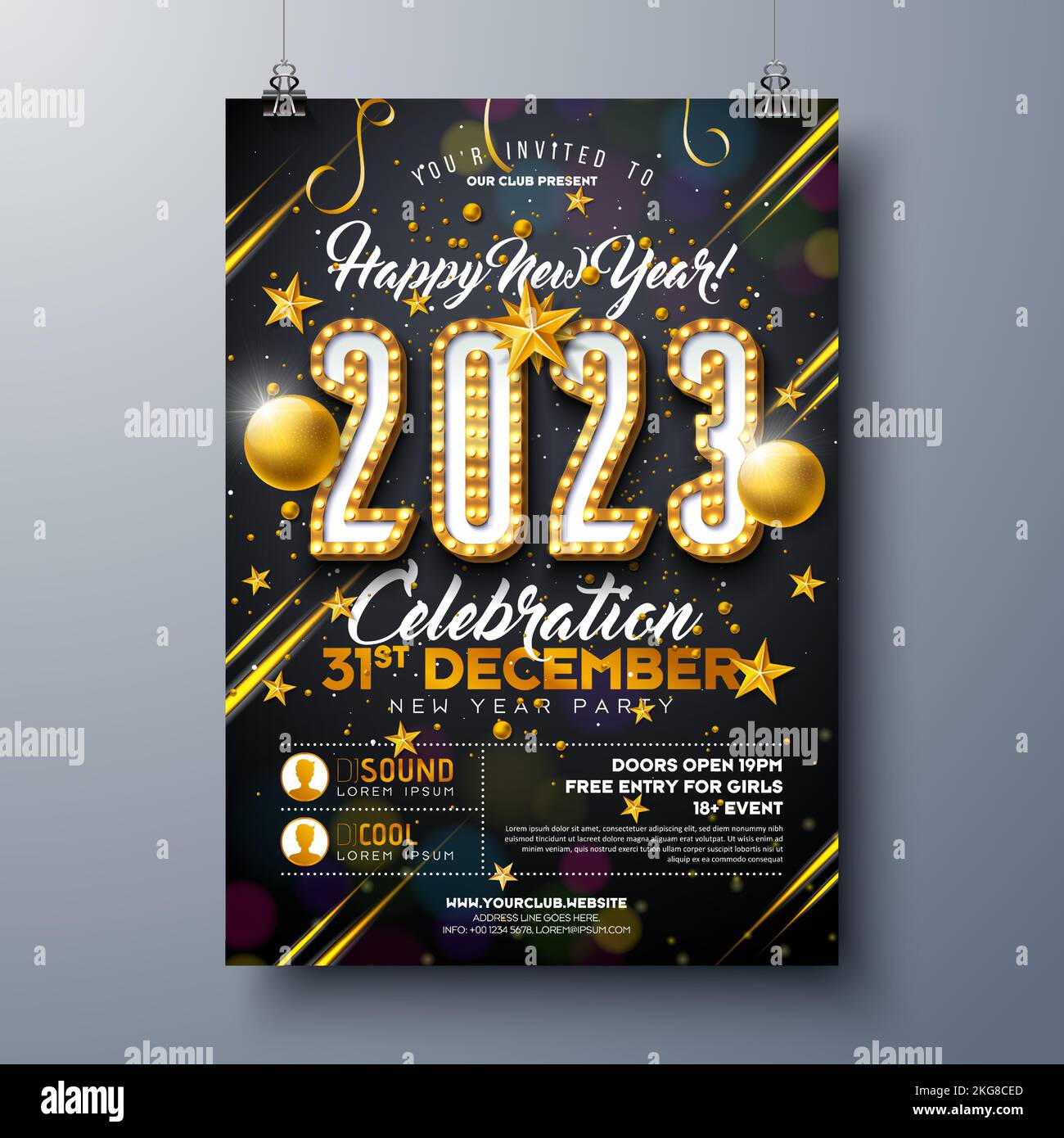2023 New Year Party Celebration Poster Template Illustration with ...
