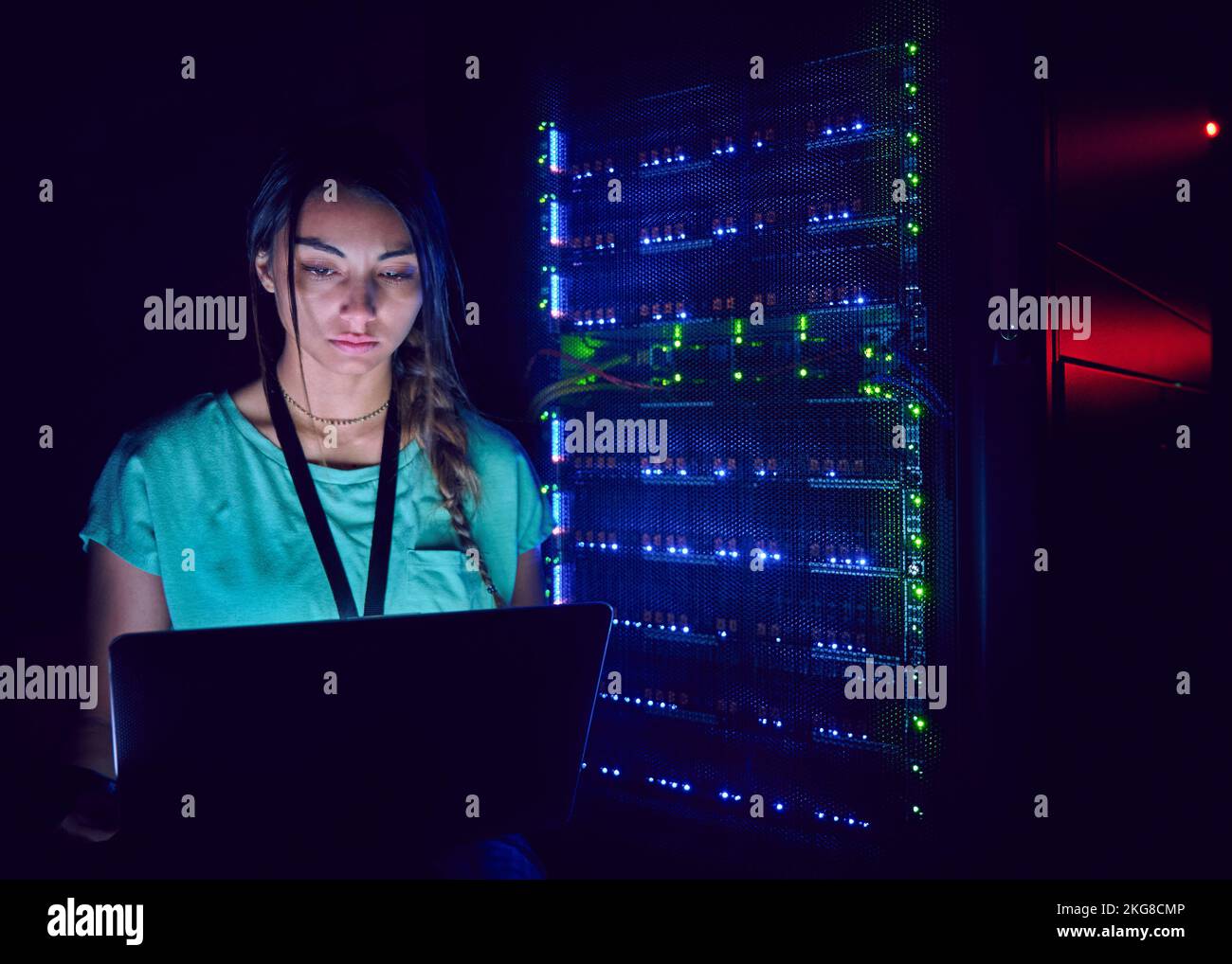 Technician in data center coding hi-res stock photography and images - Alamy