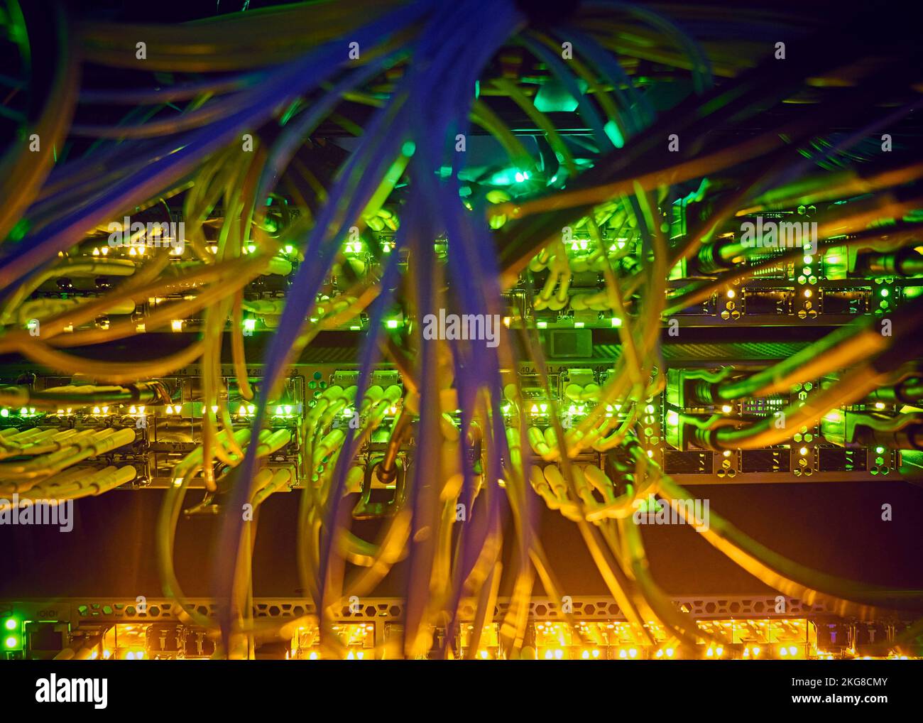 Illuminated network cables in server room Stock Photo - Alamy