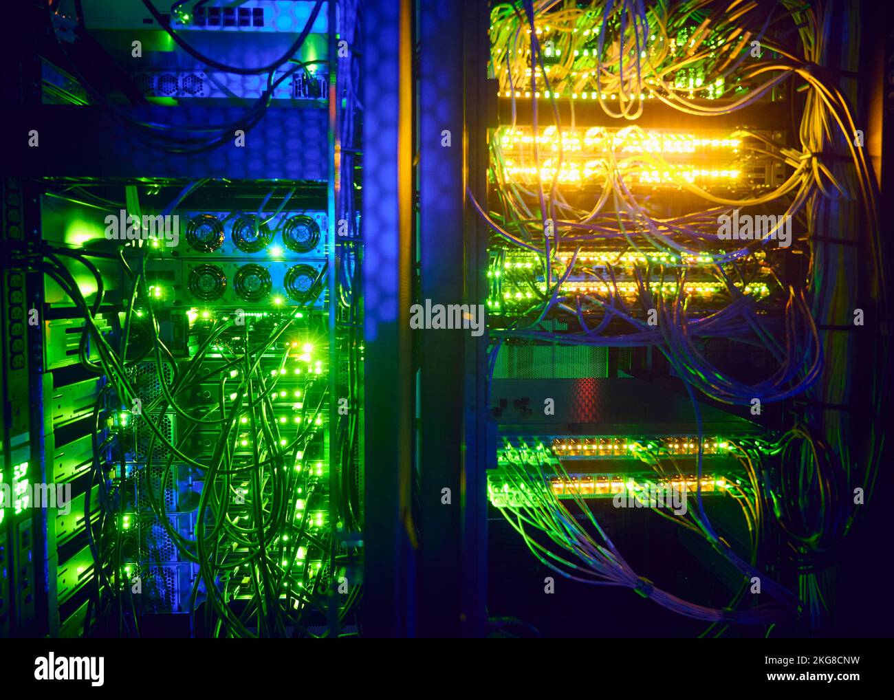 Illuminated network cables in server room Stock Photo - Alamy