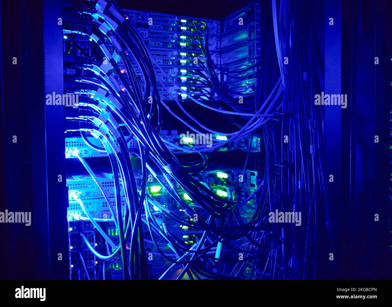 Illuminated network cables in server room Stock Photo - Alamy