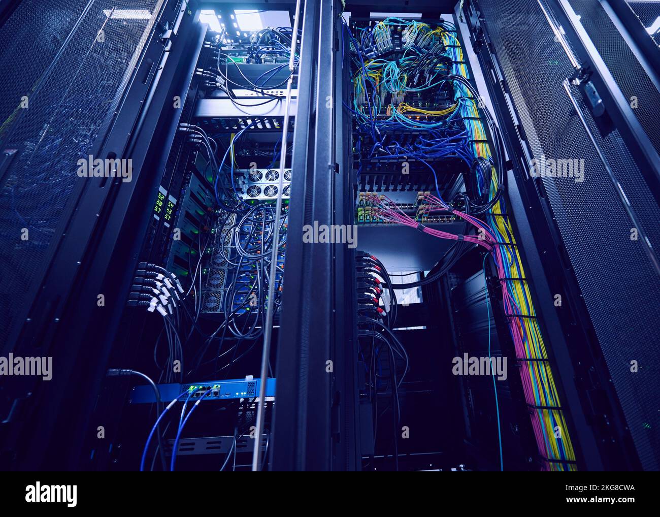 Server rack with network cables Stock Photo - Alamy