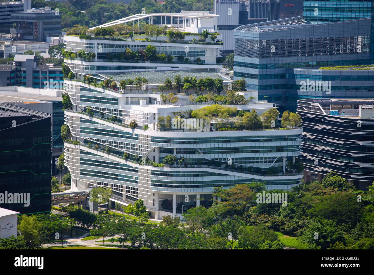 Solaris is an urban building structures that is planted with trees and ...