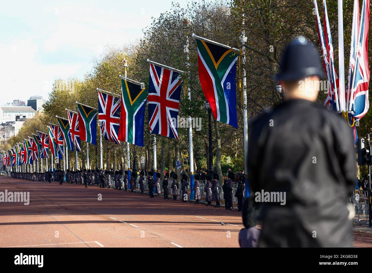 Flags line The Mall in London, during the State Visit to the UK by the ...