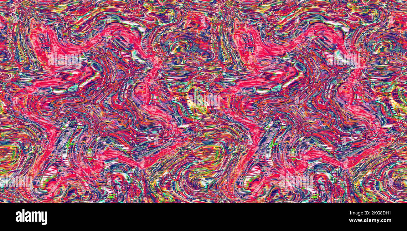 Vibrant pink distortion border. Bright colorful kitsch banner for fluid ...