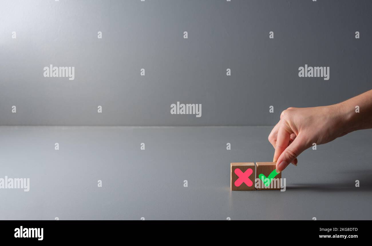 pros and cons or for and against concept , green check mark and a red ...