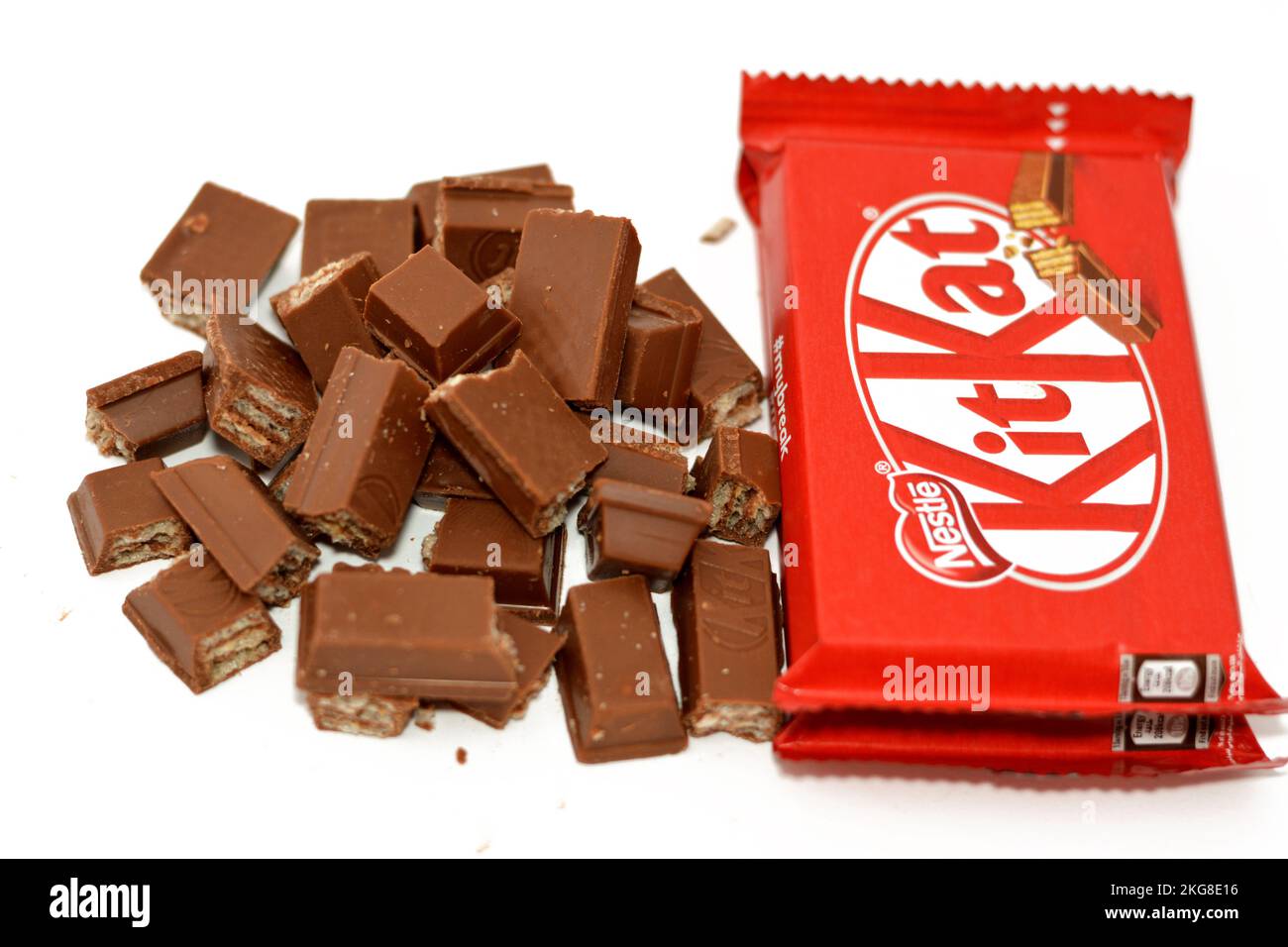 Cairo, Egypt, November 7 2022: KitKat, a chocolate-covered wafer bar confection created by ...