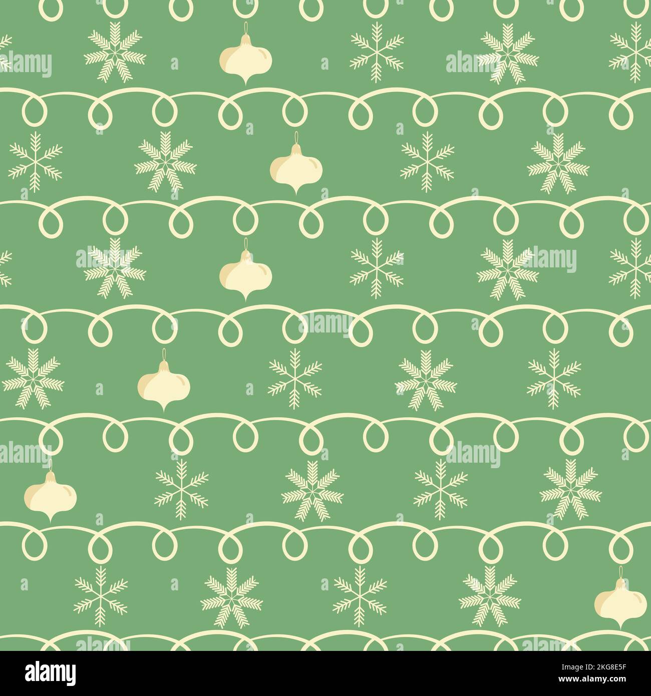 Christmas snowflake, bauble and doodle loop vector seamless pattern ...