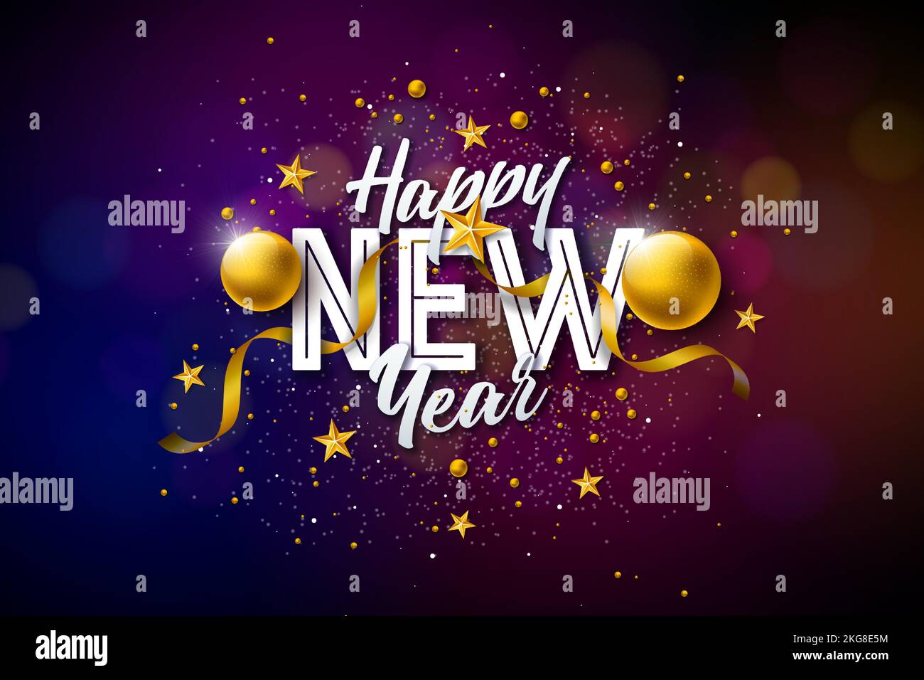 2023 Happy New Year Illustration with Typography Lettering and Gold ...
