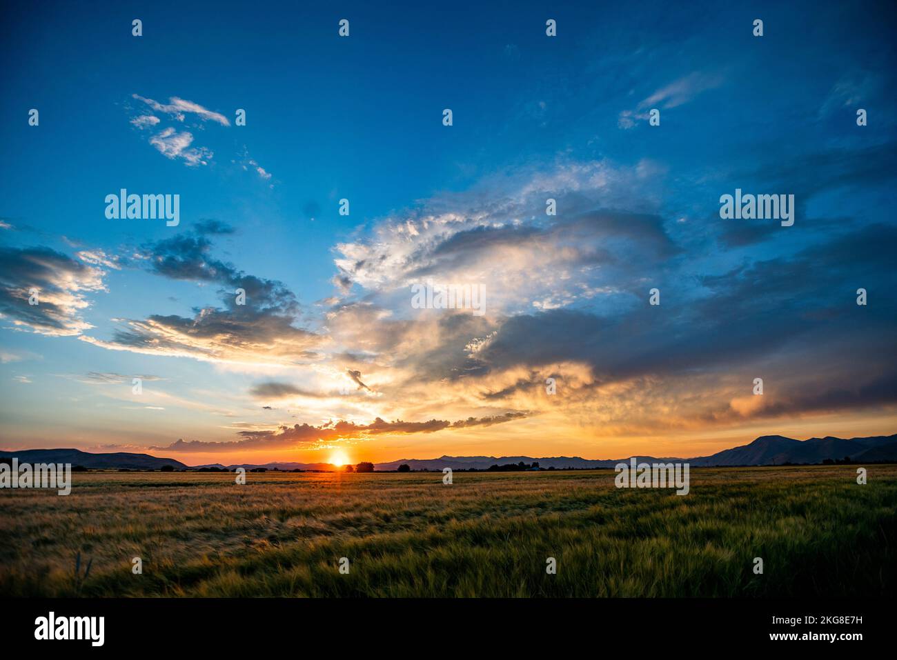 USA, Idaho, bellevue, Moody sky with clouds and setting sun Stock Photo ...