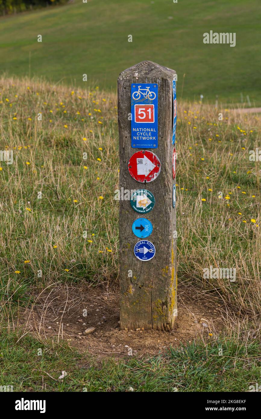 National Cycle Network information on post at Campbell Park, Milton ...