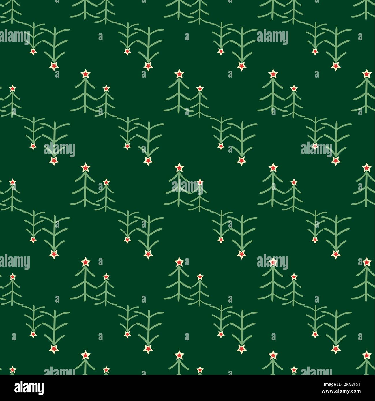 Simple minimalist christmas trees decorated. Vector hand drawn doodle ...