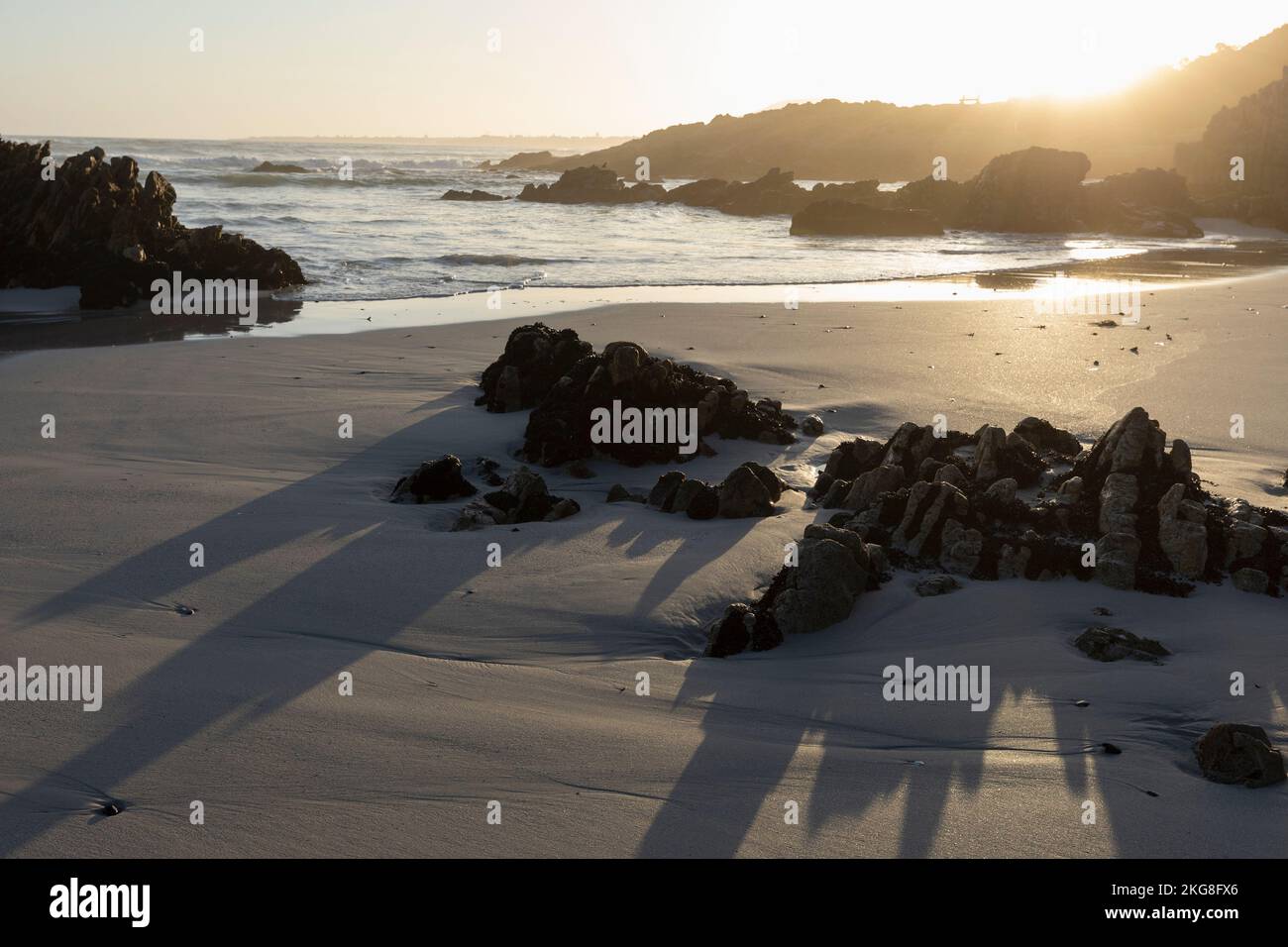 South Africa, Hermanus, Sandy Voelklip Beach and Rocks Stock Photo - Alamy