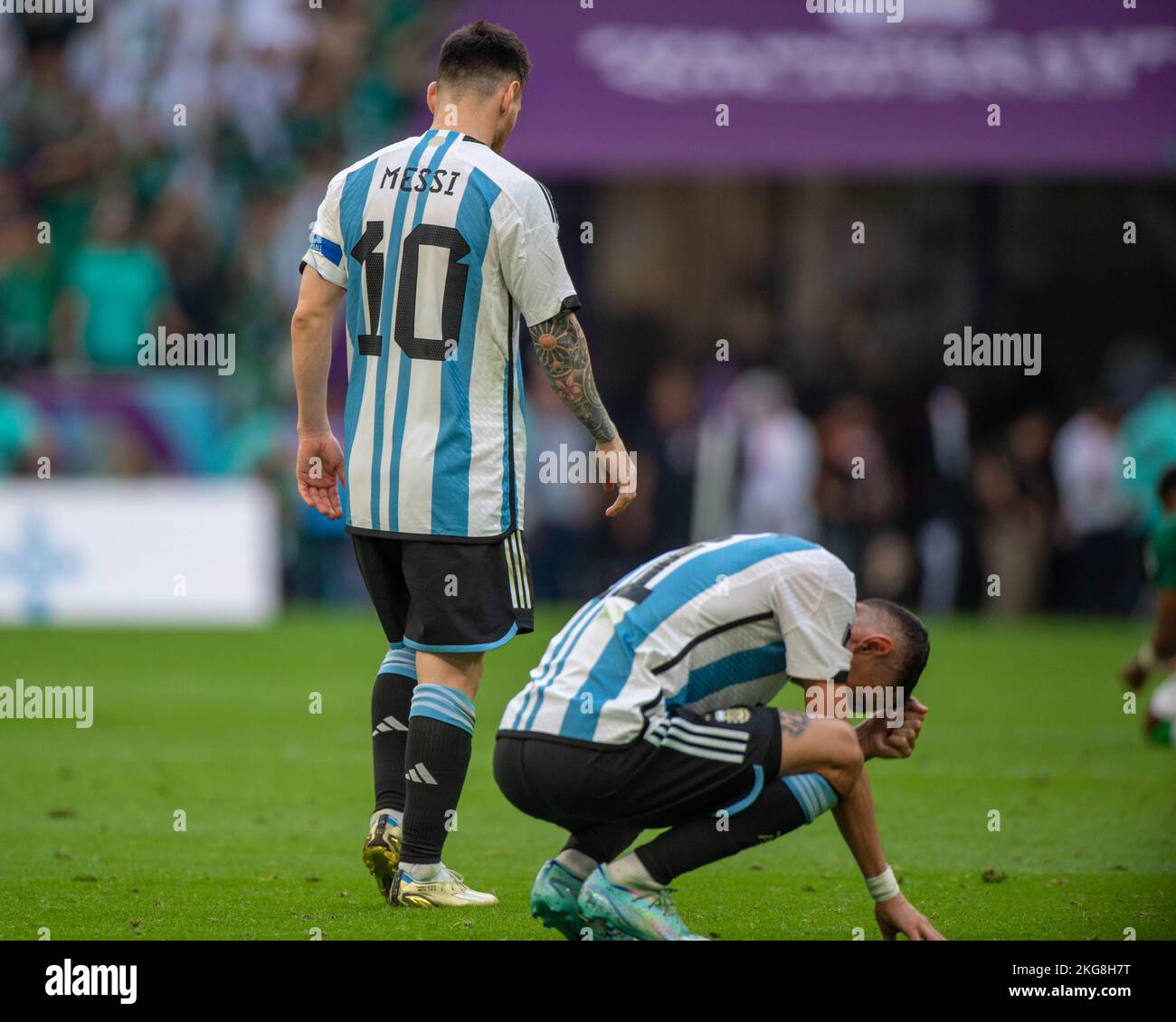 Lionel Messi of Argentina disappointed during the FIFA World Cup Qatar ...