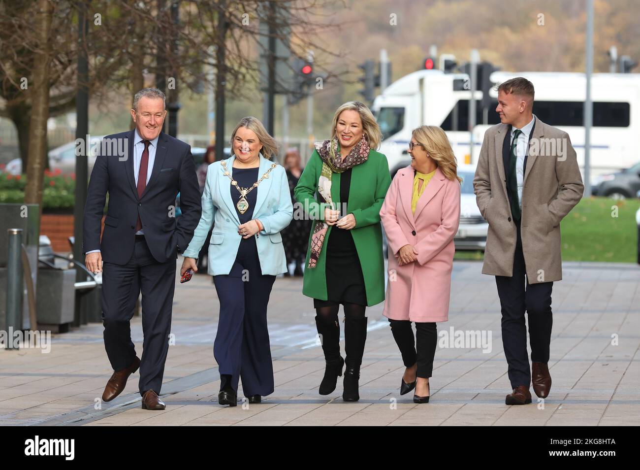 (left to right) Conor Murphy MLA, Mayor of Derry City and Strabane ...