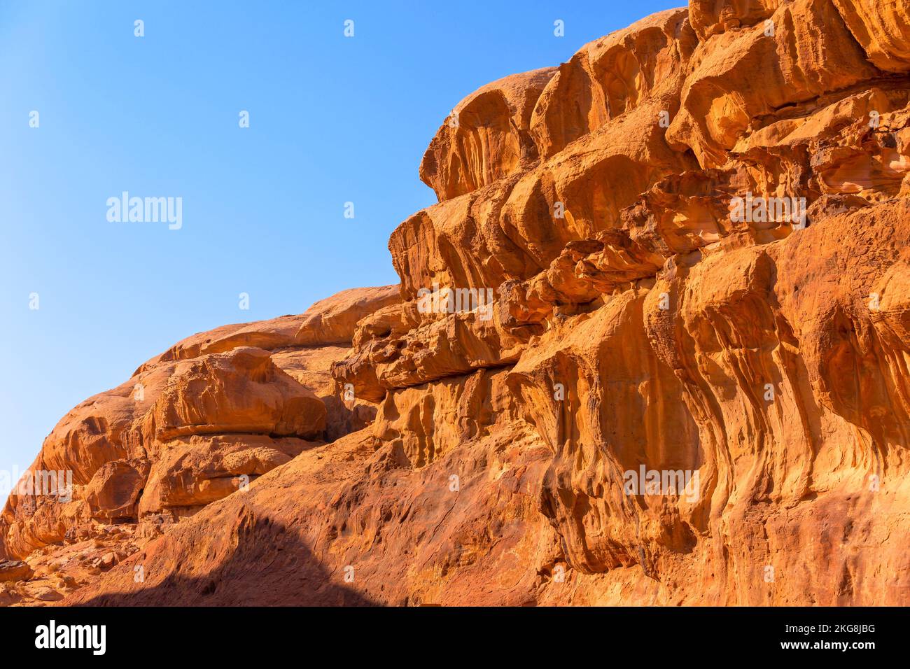 Wadi Rum, Jordan beautiful view of mountain sandstone rocks close-up ...