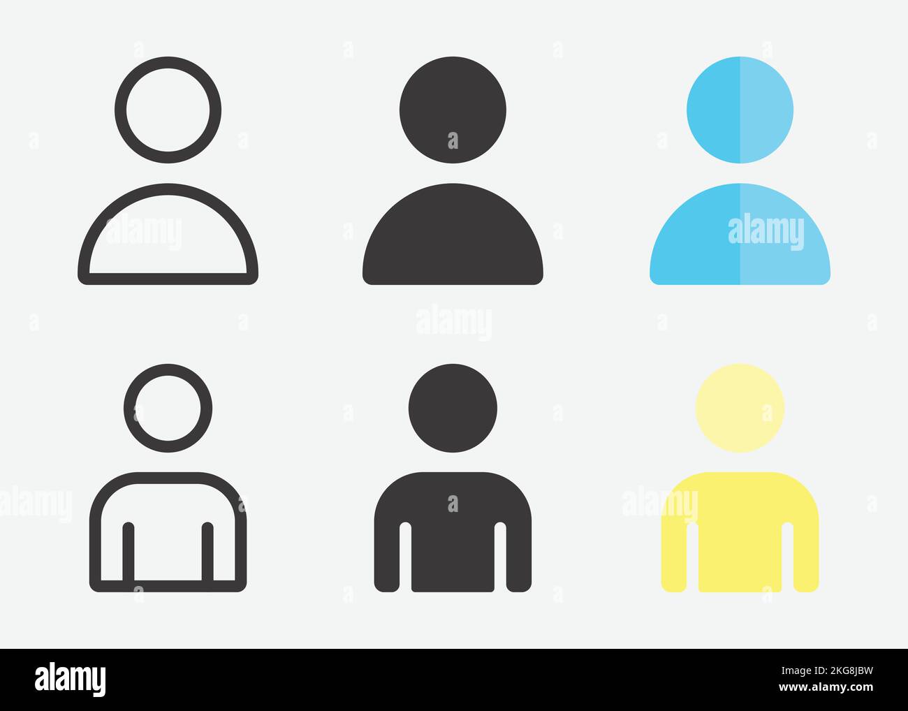A set of colorful human avatar user icons isolated on a white ...