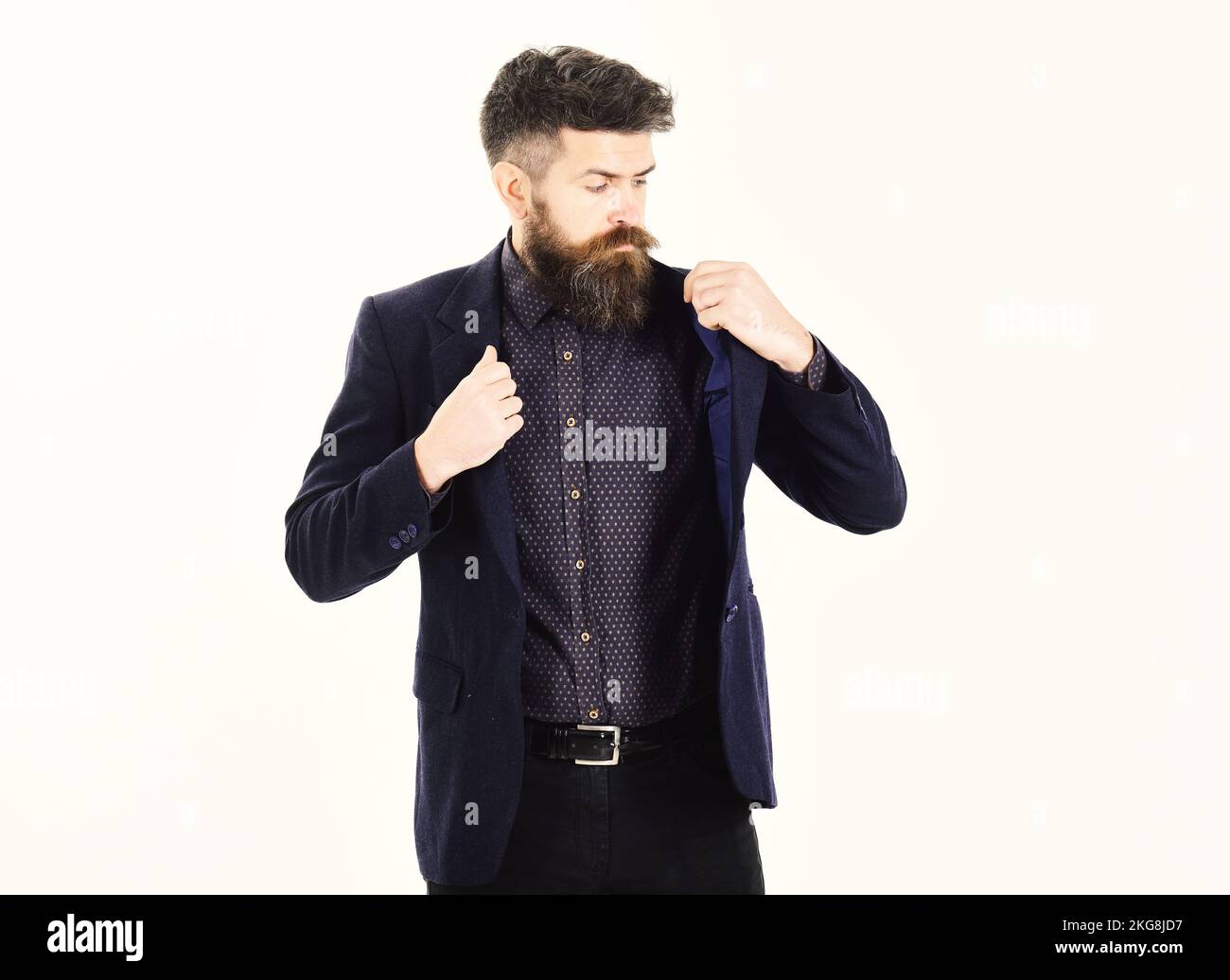 Bearded man looks successful. Business success, leader success concept ...