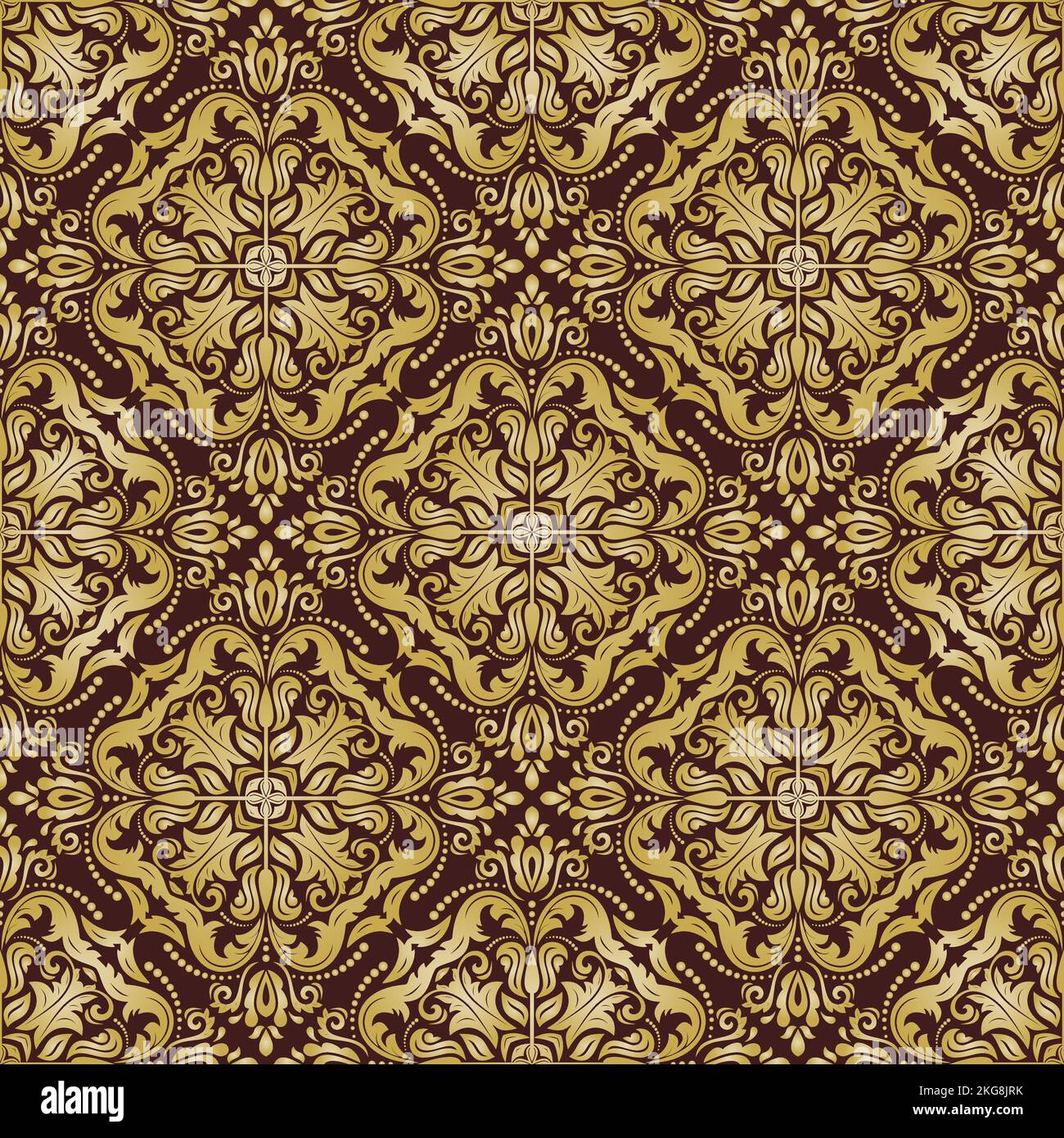 Classic seamless brown and golden vector pattern. Damask orient ...