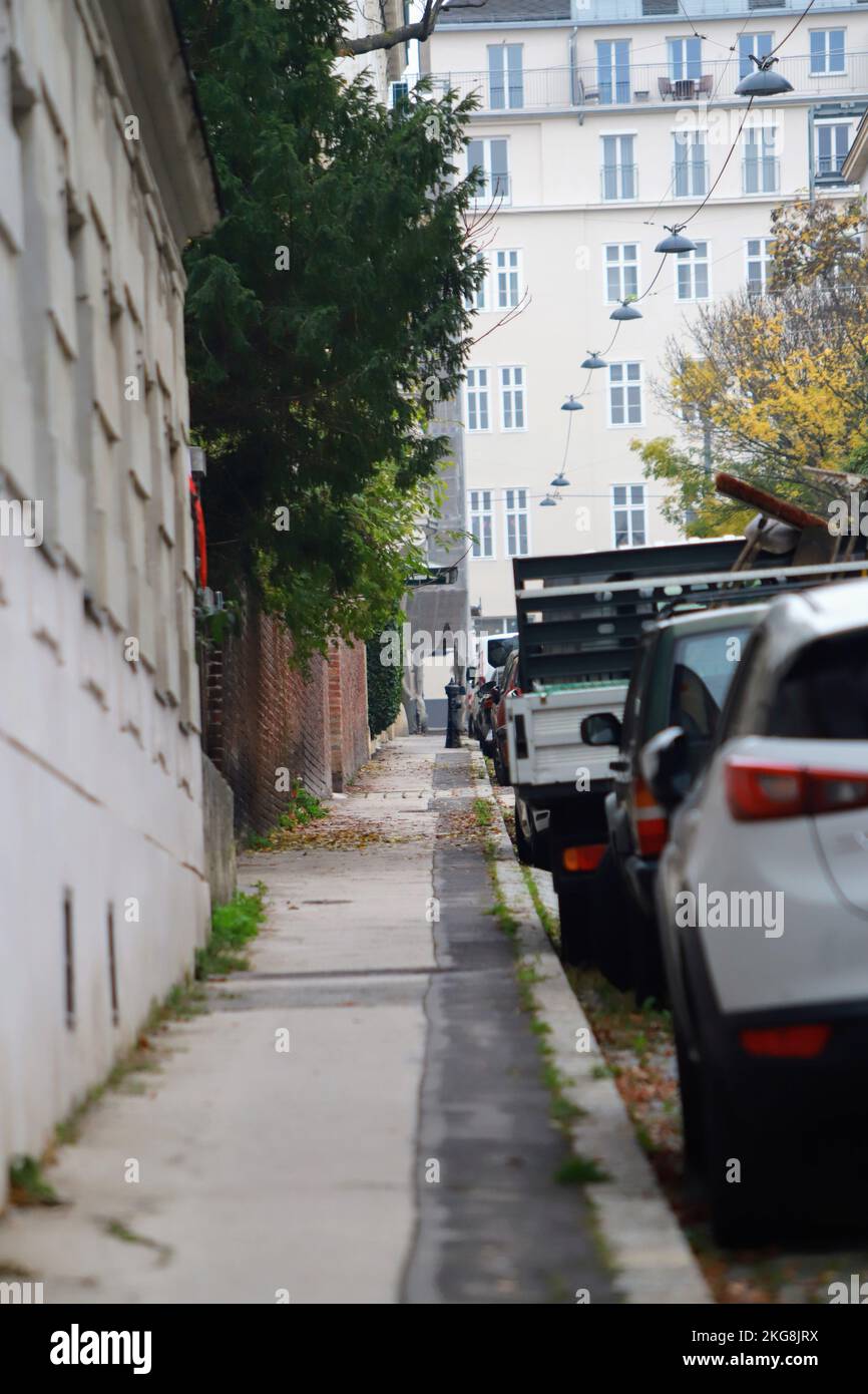 Lovely small sidewalk in a city based neighborhood Stock Photo - Alamy