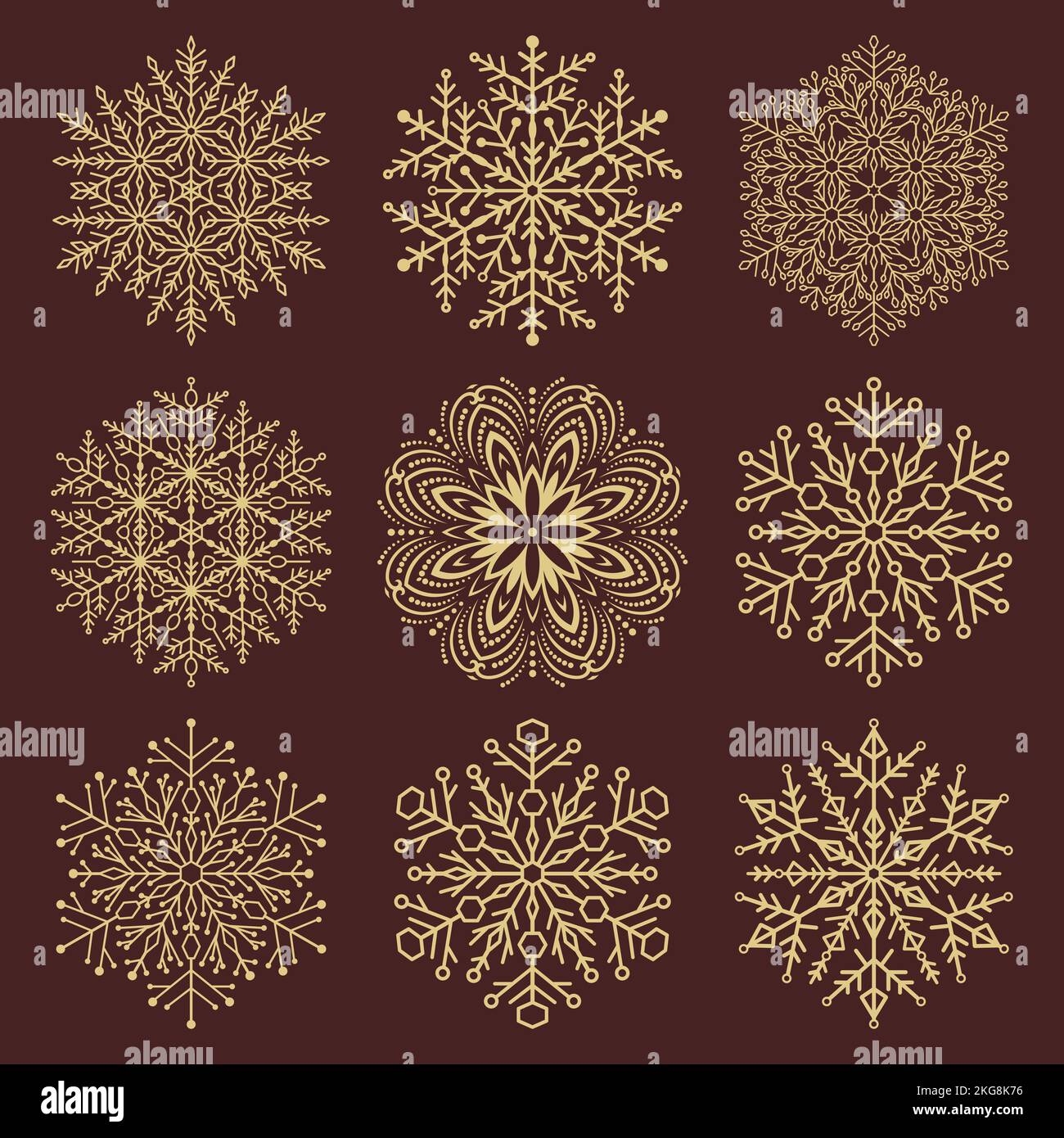 Set of vector snowflakes. Collection of winter ornaments. Snowflakes ...