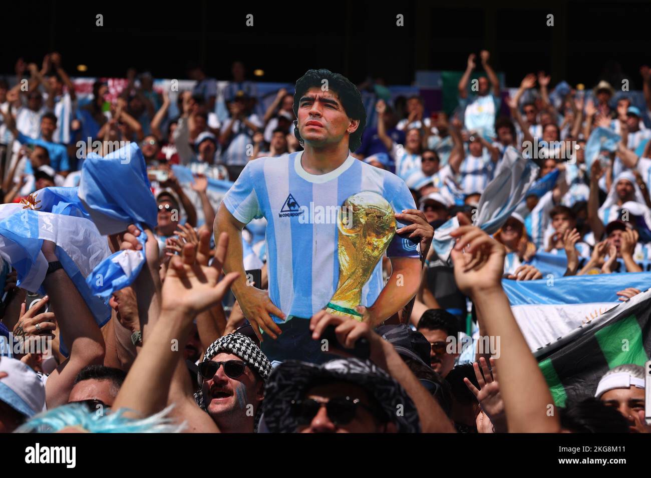 Doha, Qatar. 22nd Nov, 2022. A life-size Diego Maradona sign is seen ...