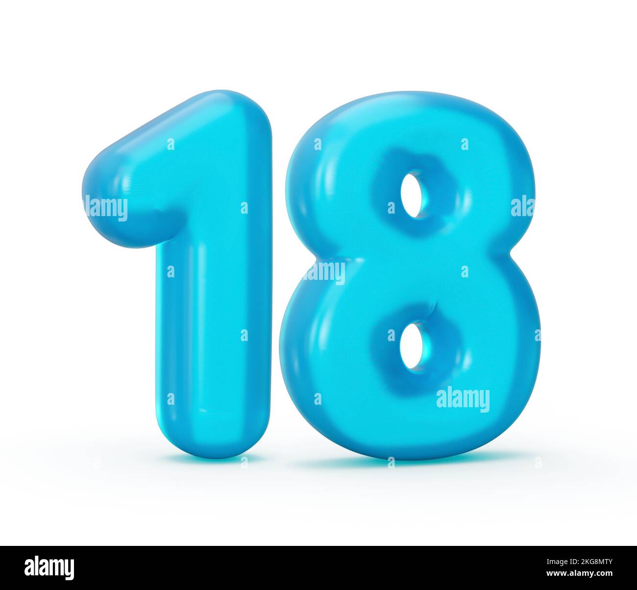 An illustrative blue jelly digital eighteen isolated on a white ...