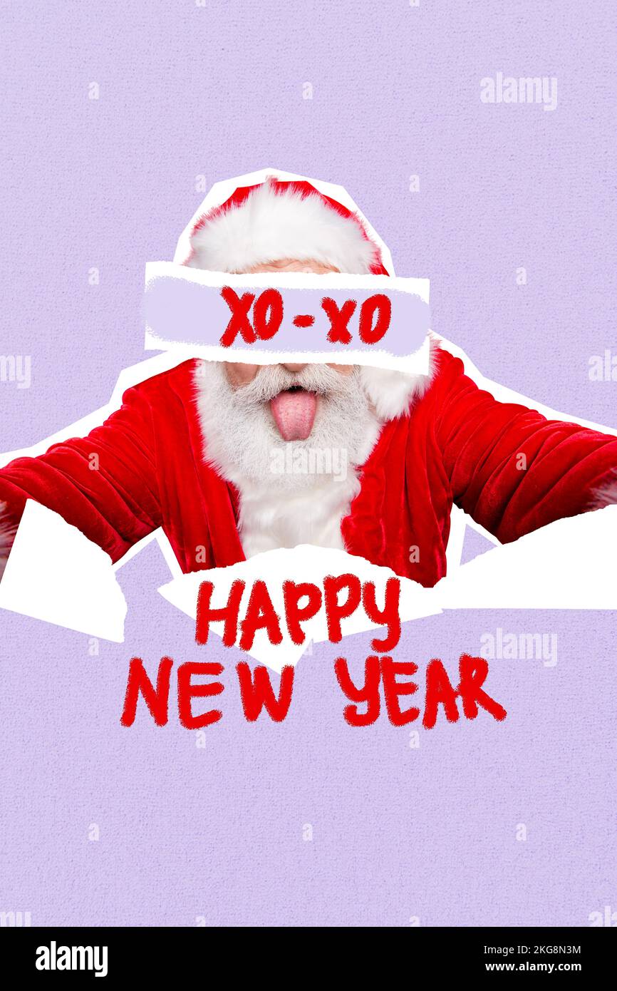 Collage artwork graphics picture of funky smiling xmas grandfather ...
