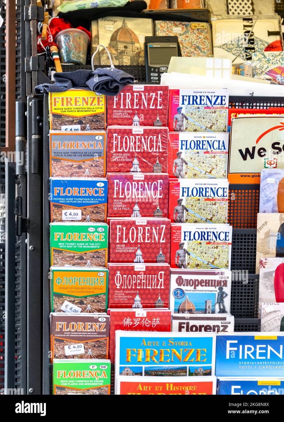 Maps of Florence, in different languages on sale in Piazza di Santa ...