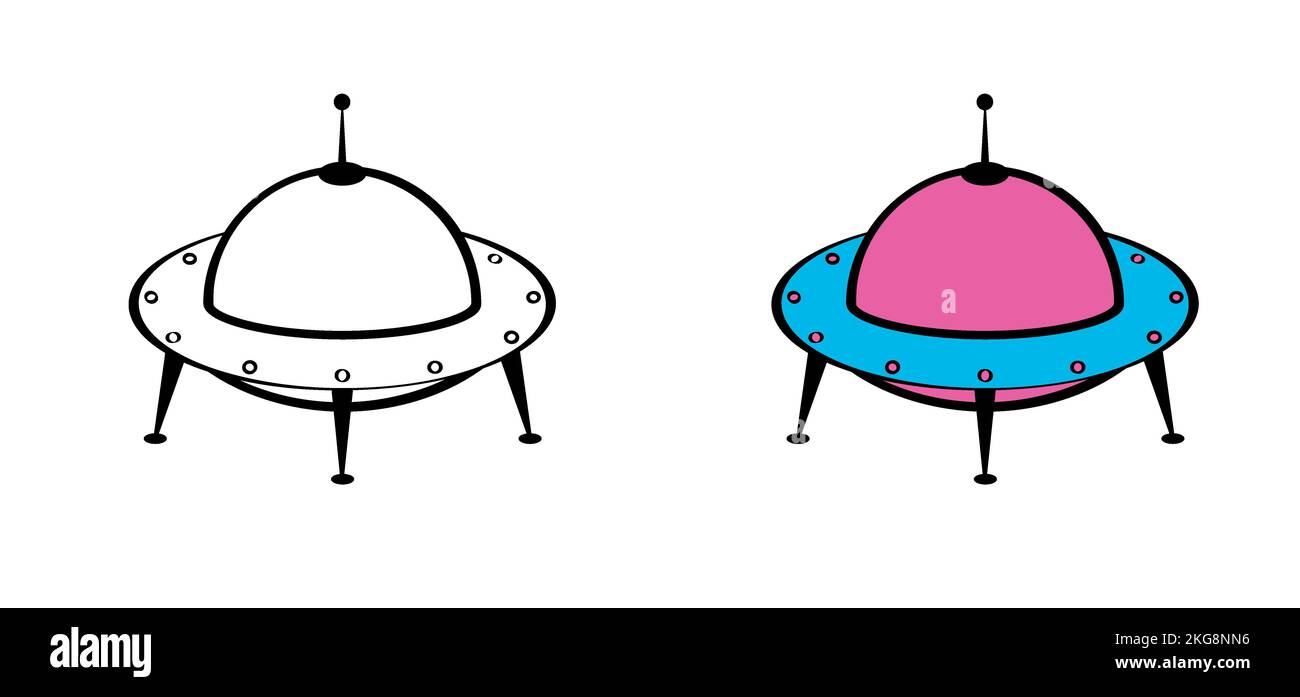 Ufo flying spaceship of aliens. For world UFO Day. Cartoon Flying ...