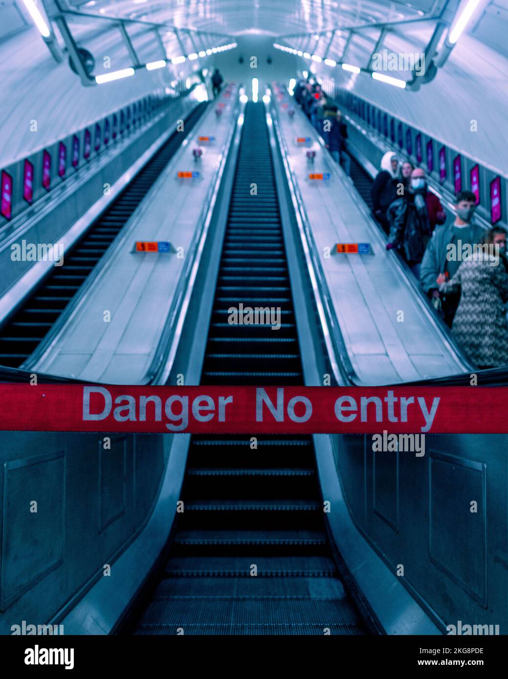A Danger No Entry Banner with white writing on a red background at the ...
