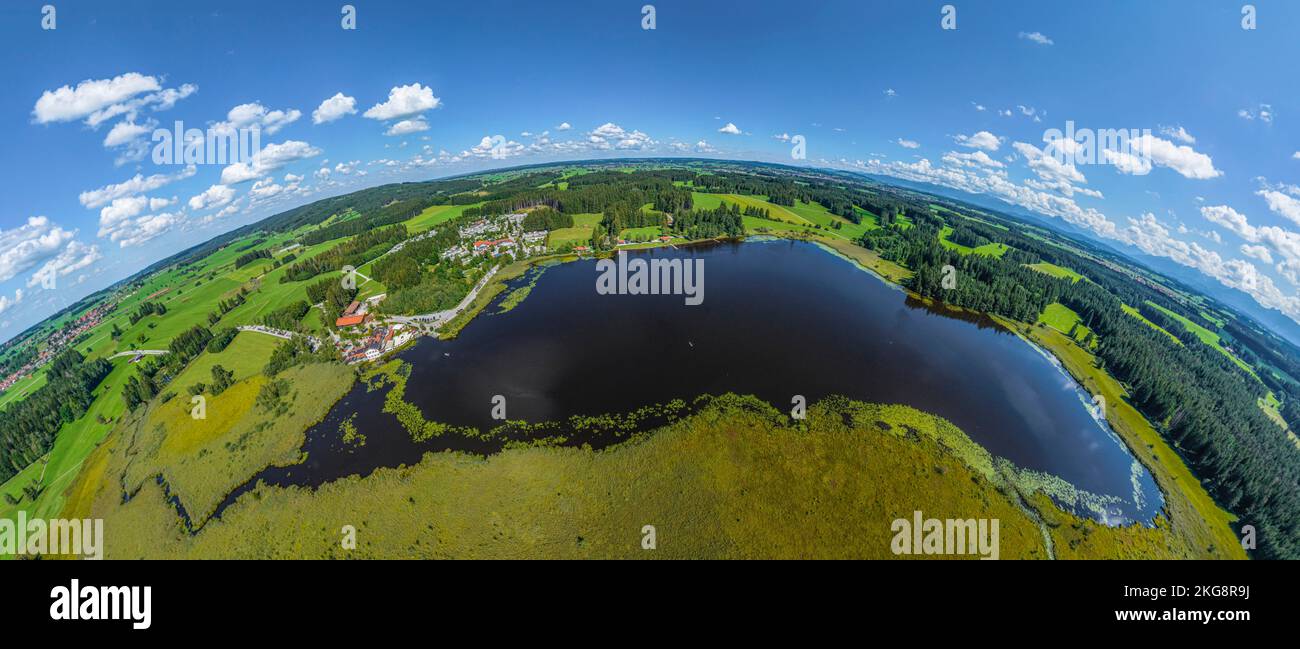 Beautiful landscape in the alpine foreland, the little moorland lake ...