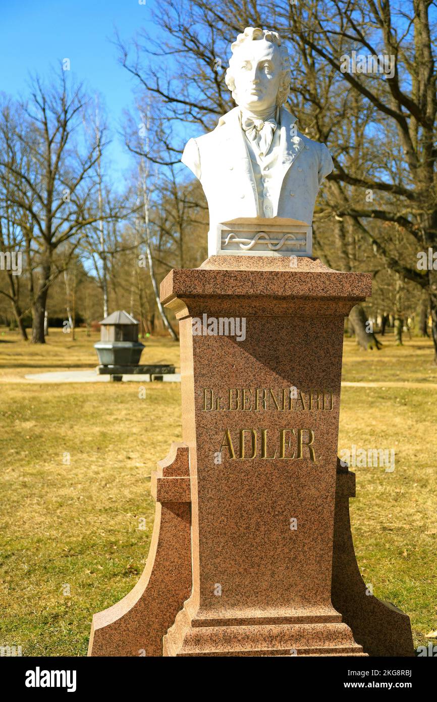 The marble bust of Dr. Bernard Adler, the founder of Frantiskovy Lazne ...