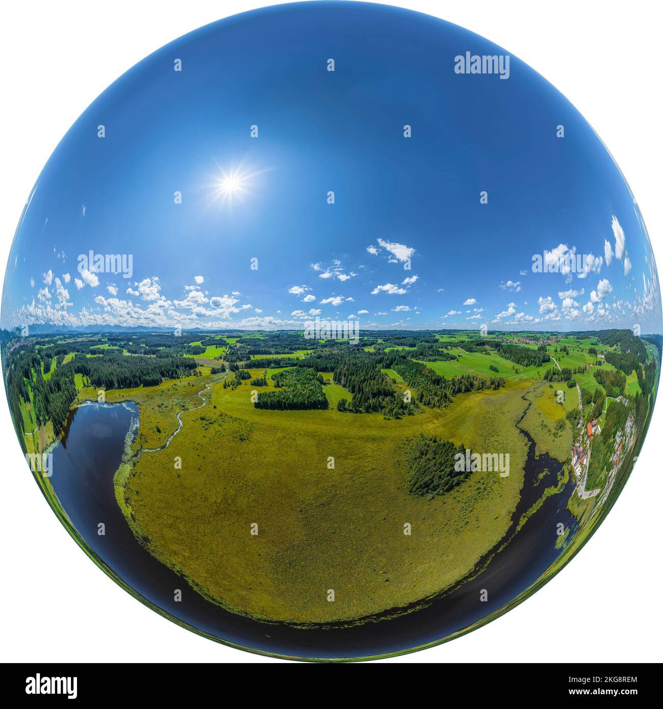 Beautiful landscape in the alpine foreland, the little moorland lake ...