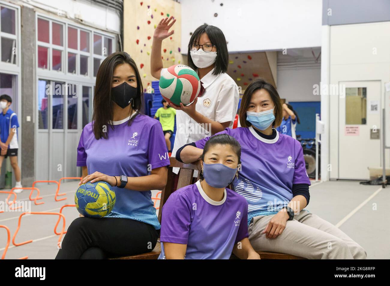 (L-R) Peony Tam, Project manager (L1); Student Emma Yung Yuen-chi ...