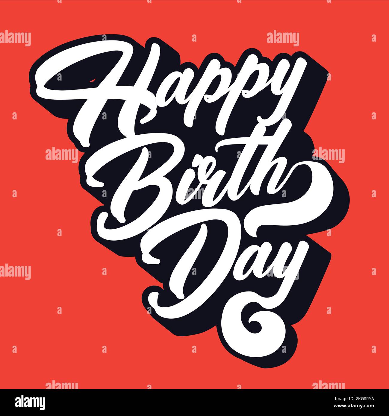 A vector illustration of a "Happy birthday", on a red background ...