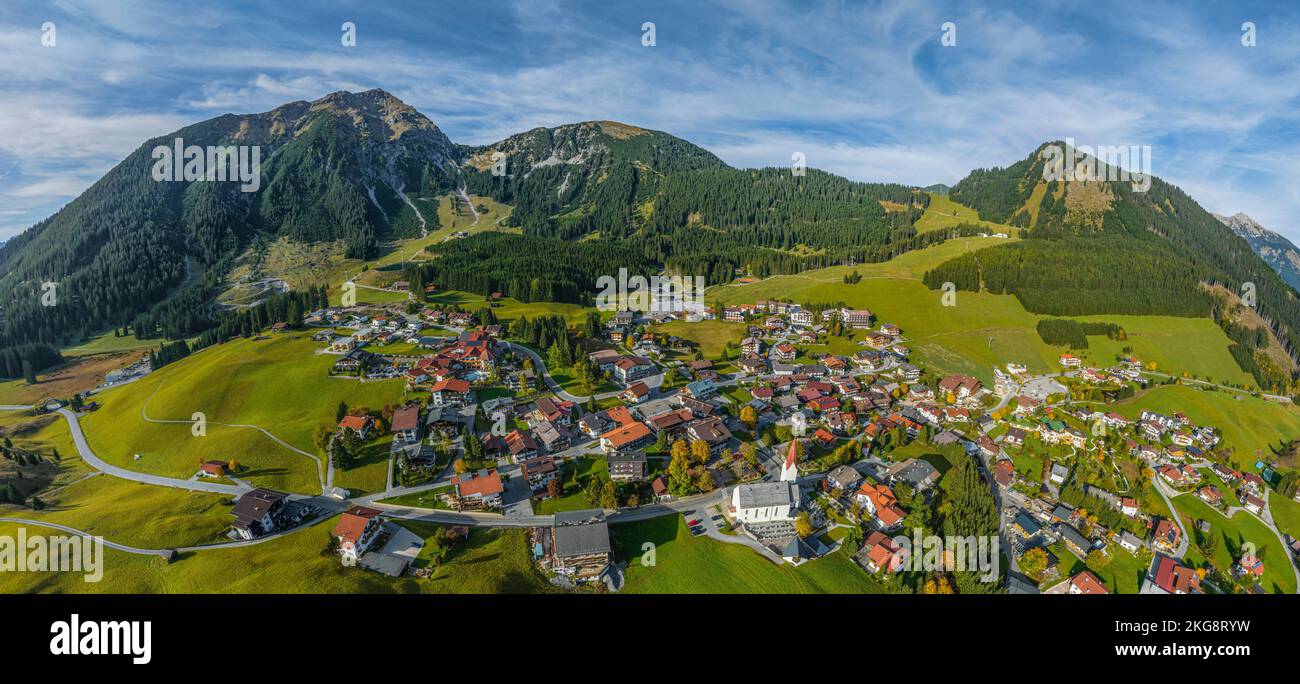 Berwang, a small village in the Tiroler Zugspitz-Arena from above Stock ...