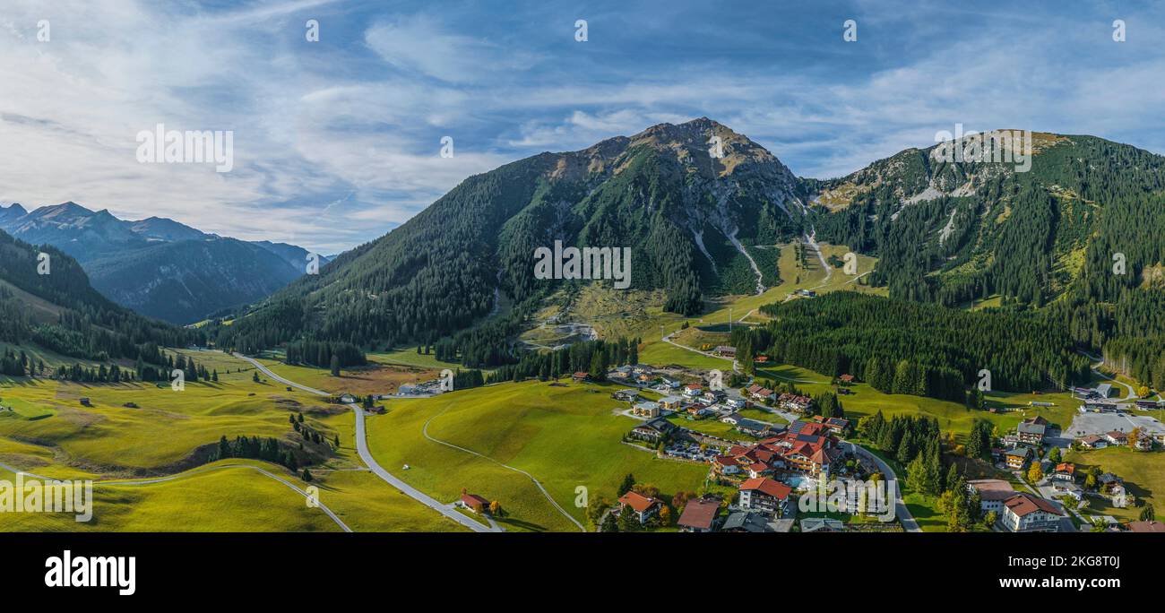 Berwang, a small village in the Tiroler Zugspitz-Arena from above Stock ...