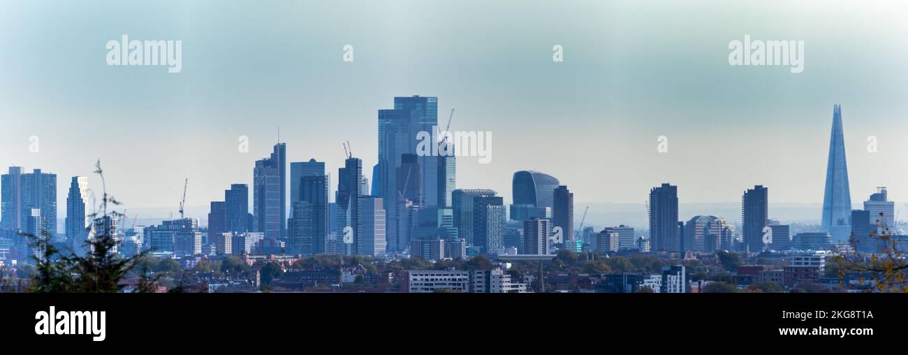 A view of the London skyline taken from Highgate bridge showing a ...