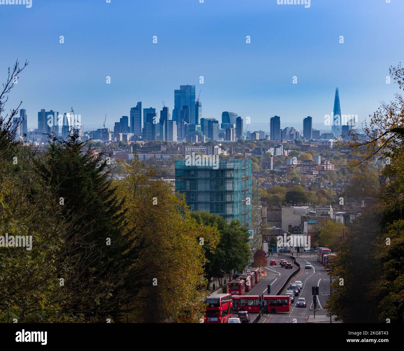A view of the London skyline taken from Highgate bridge showing a ...