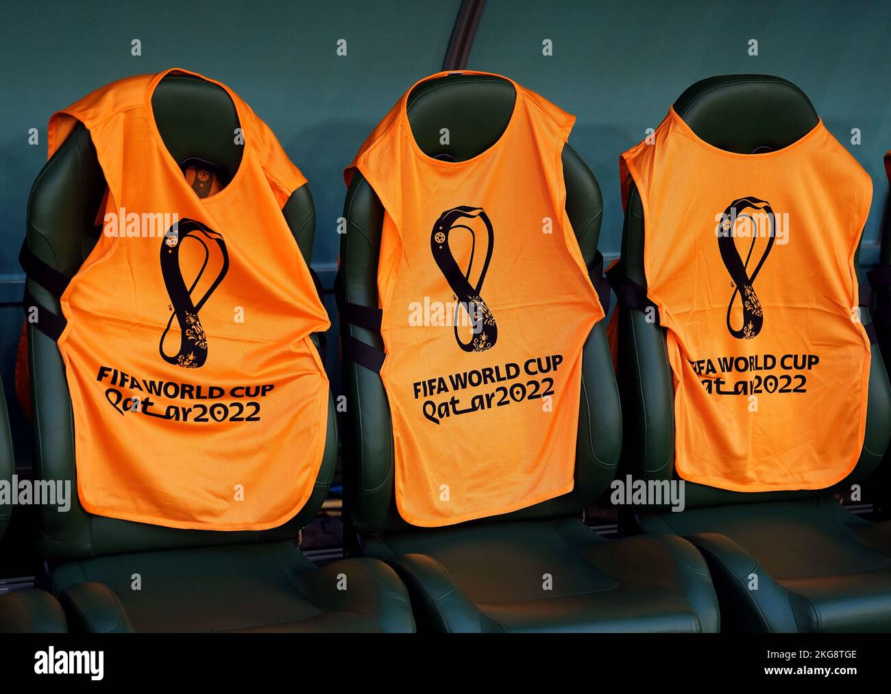 Branded bibs on the bench during the FIFA World Cup Group D match at ...