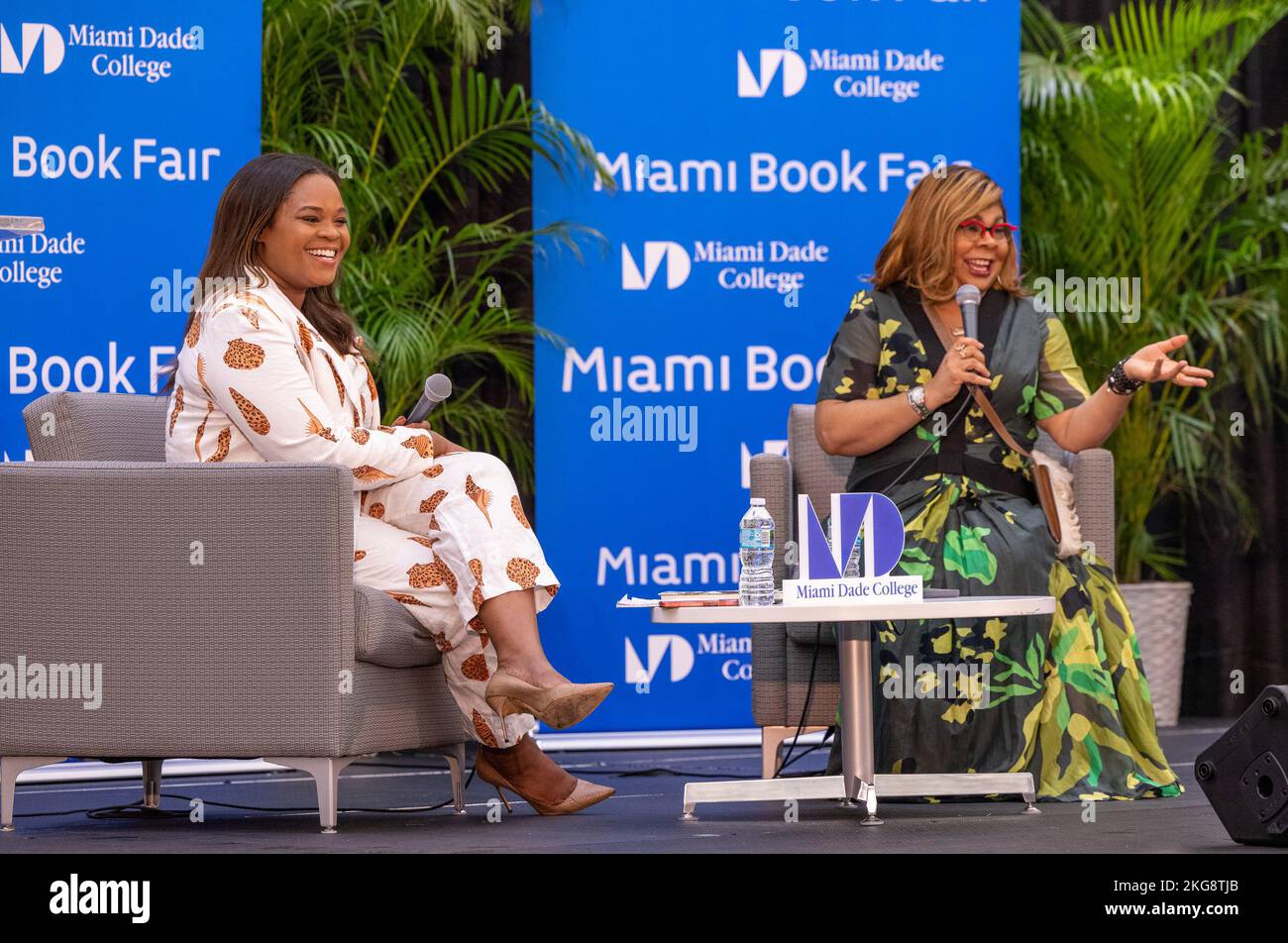 MIAMI, FL-NOV 20: Alex Finnie April Ryan are seen during the Miami Book ...