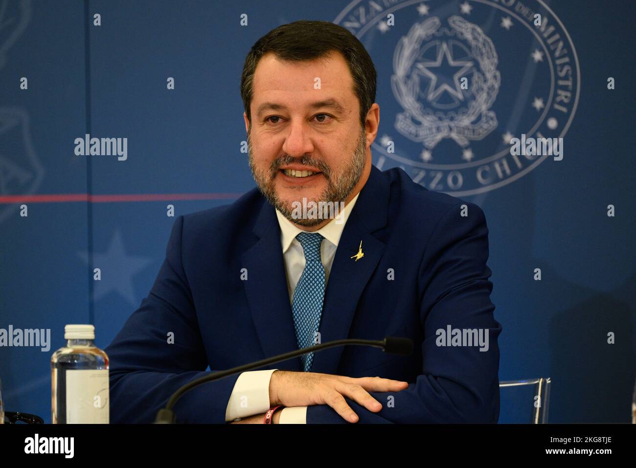 Matteo Salvini during the session press conference after the approval ...
