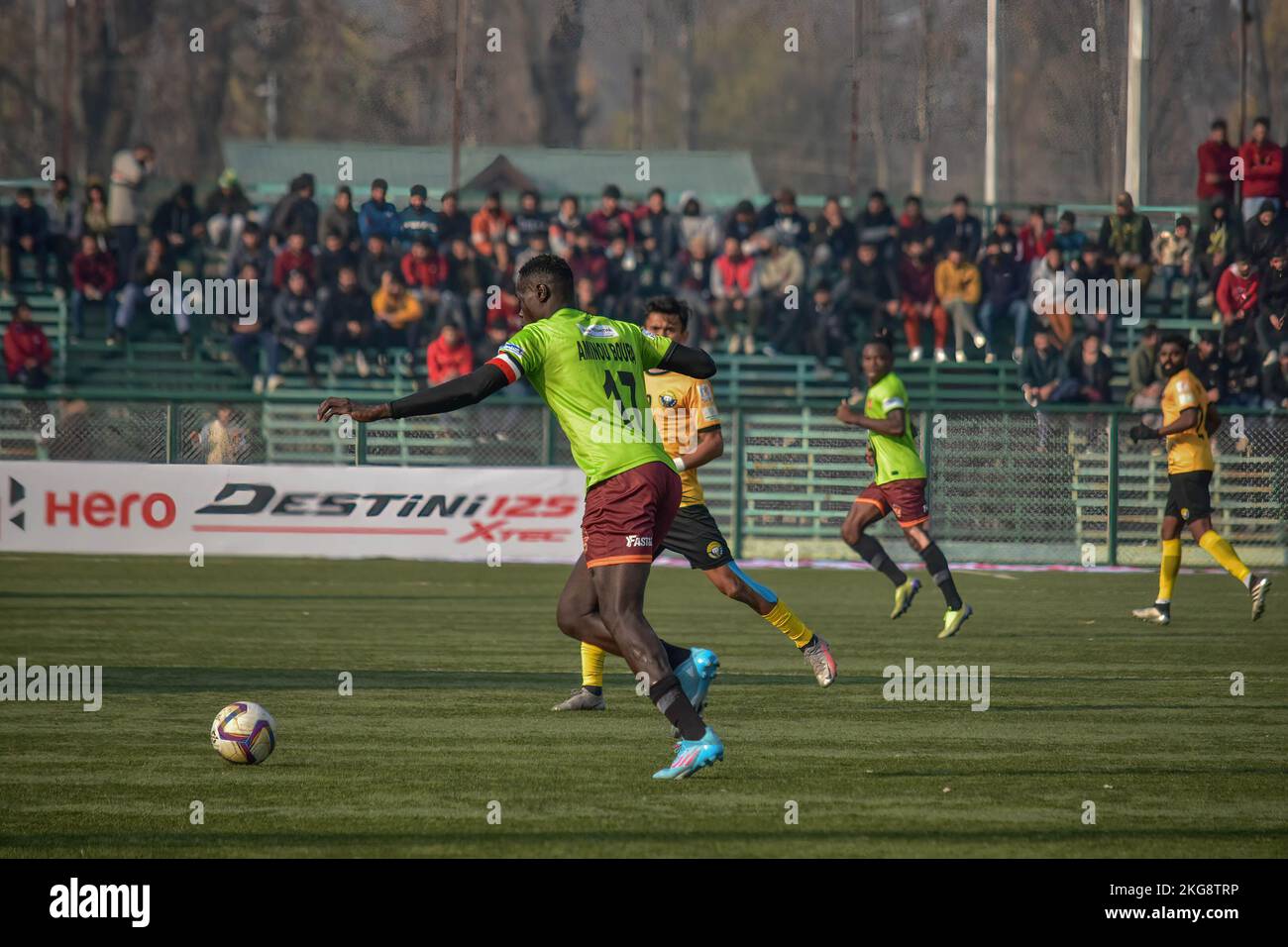 Srinagar, India. 22nd Nov, 2022. Bouba Aminou of Gokulam Kerala in ...