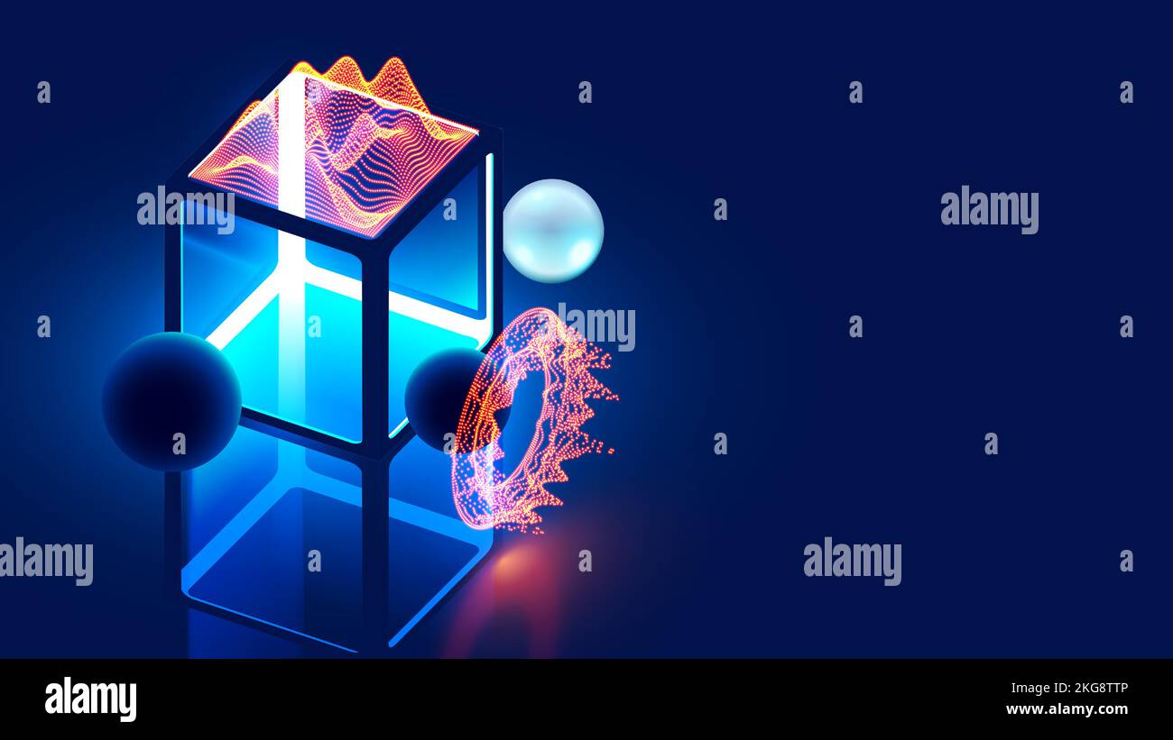 Abstraction background with 3d geometrical figures. Digital Fintech ...