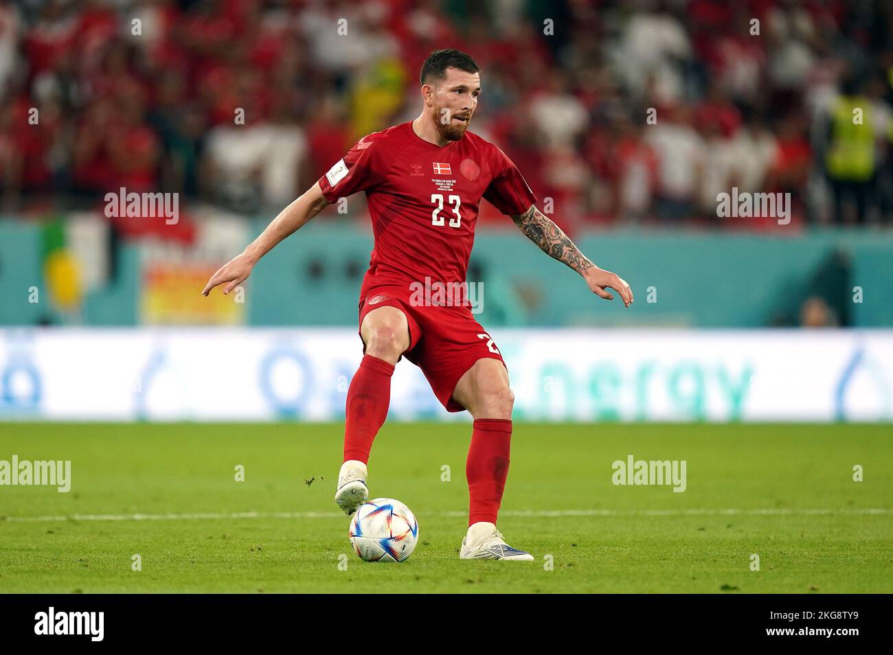 Denmark’s Pierre-Emile Hojbjerg during the FIFA World Cup Group D match ...