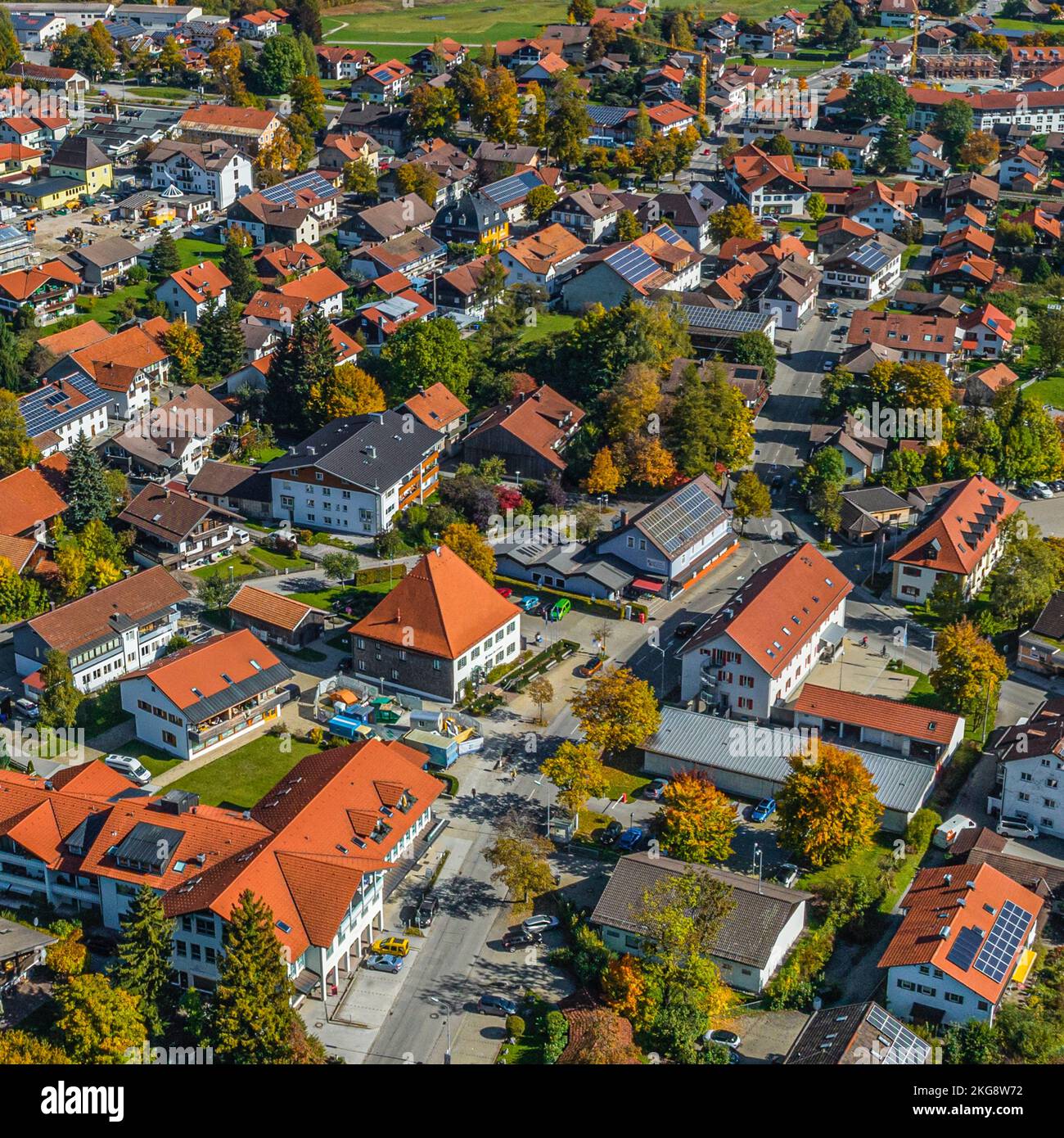 Aerial view to Pfronten on bavarian alpine border near Füssen Stock ...