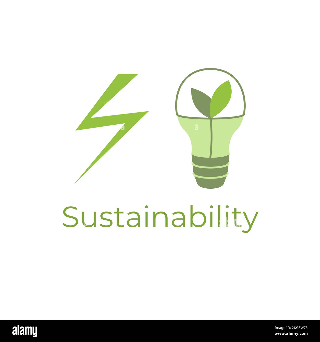 Sustainability concept icons. Light bulb and lightening symbols. Green ...