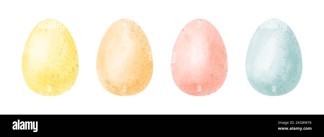 Easter Eggs set. Watercolor hand painting illustration. Drawing on ...