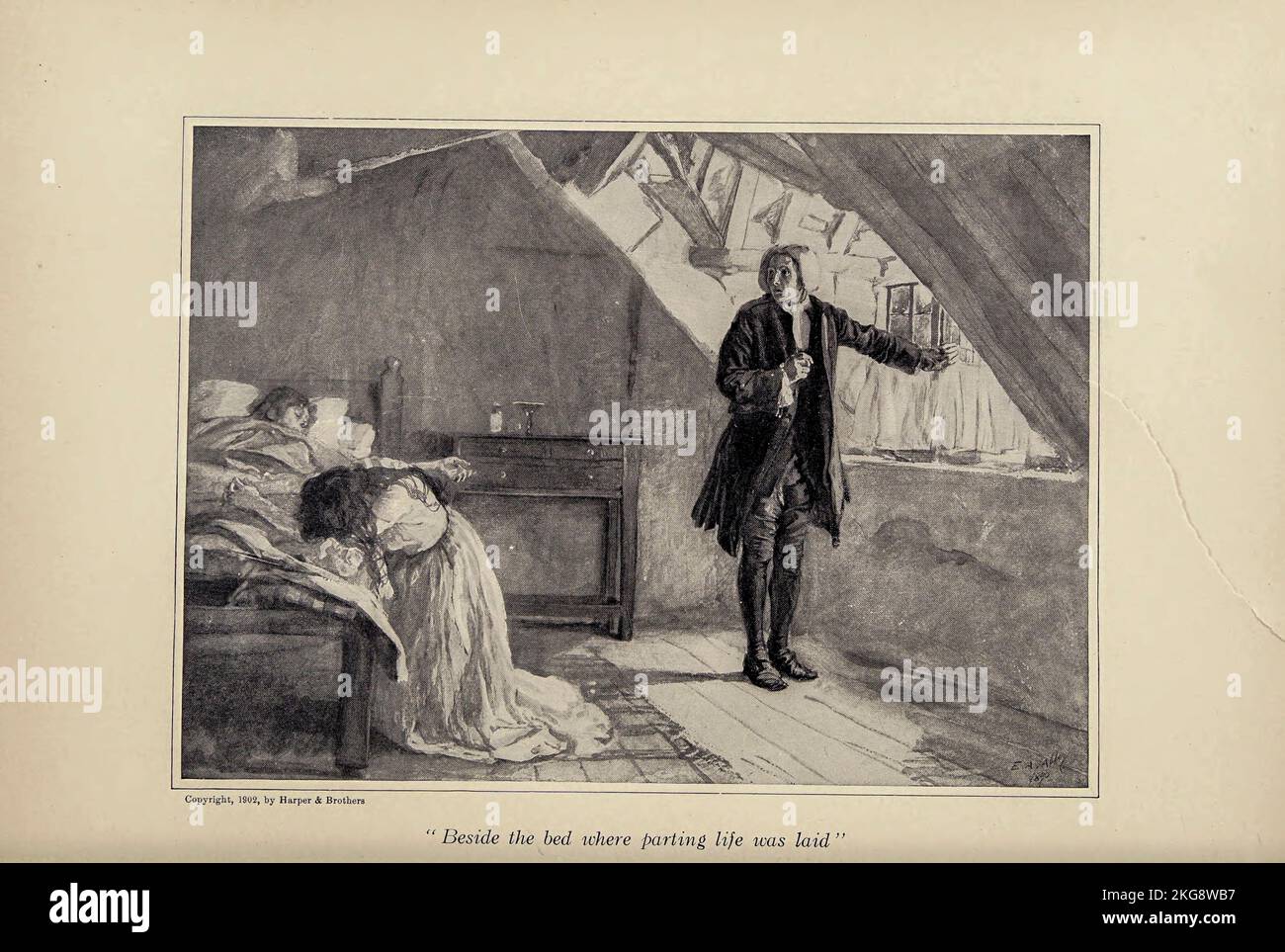 BESIDE THE BED WHERE PARTING LIFE WAS LAID Illustration by Edwin A ...